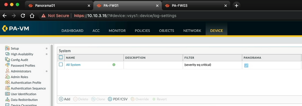 Panorama Templates and Template Stacks