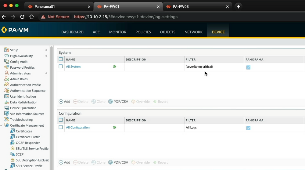 Panorama Templates and Template Stacks