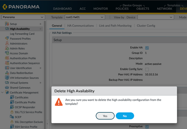 Migrate a HA Pair of PAN-OS firewalls into Panorama