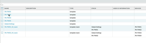 Panorama Templates and Template Stacks