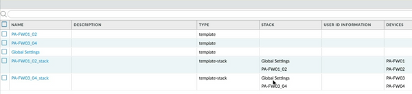 Panorama Templates and Template Stacks