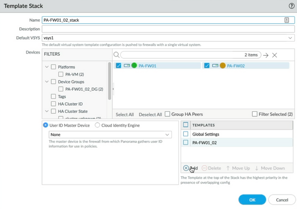 Panorama Templates and Template Stacks