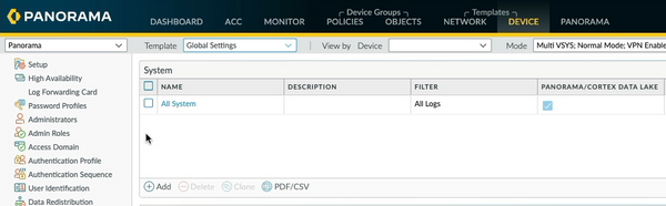 Panorama Templates and Template Stacks